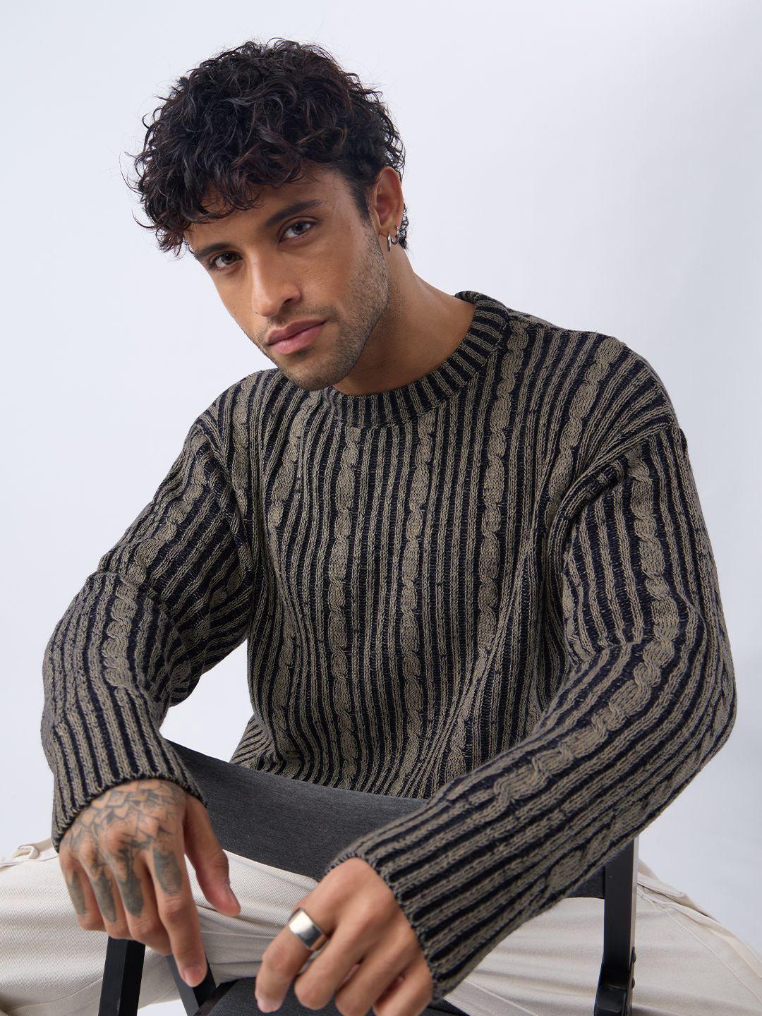 Buy The Souled Store Gradient Men Round Neck Cable Knit Acrylic ...