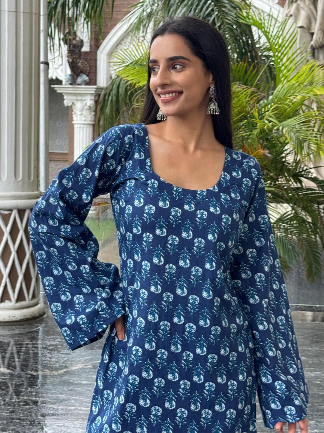 Buy DEASHA INDIA Floral Printed Square Neck Pure Cotton Kurti - Kurtis ...
