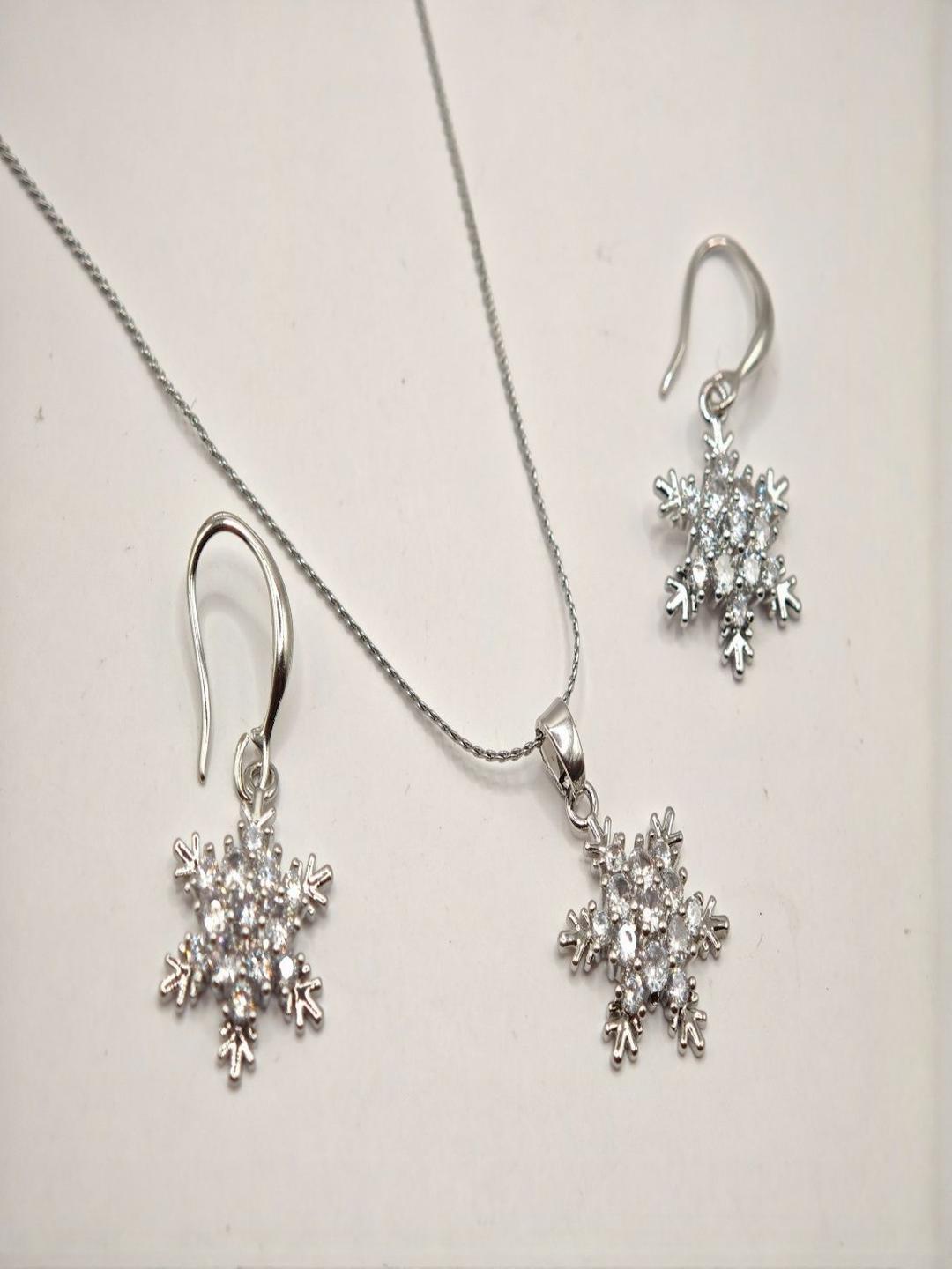 Buy SAPRAA TRENDS Rhodium Plated American Diamond Studded Jewellery Set ...