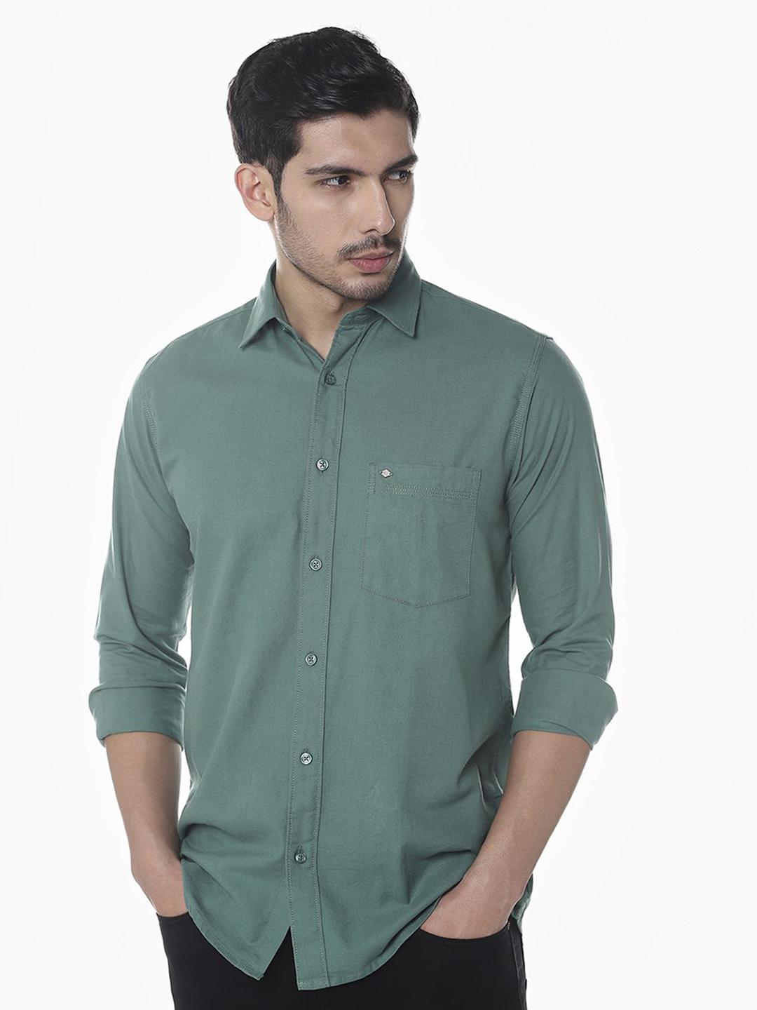 Buy Klub Fox Men Slim Fit Solid Spread Collar Cotton Casual Shirt ...