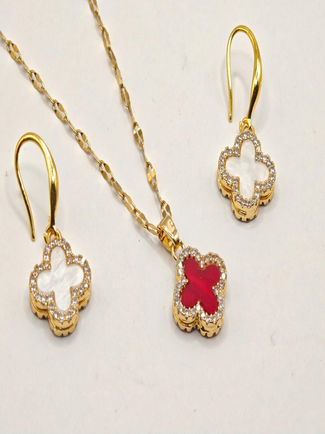 Buy SAPRAA TRENDS Gold Plated American Diamond Studded Jewellery Set ...