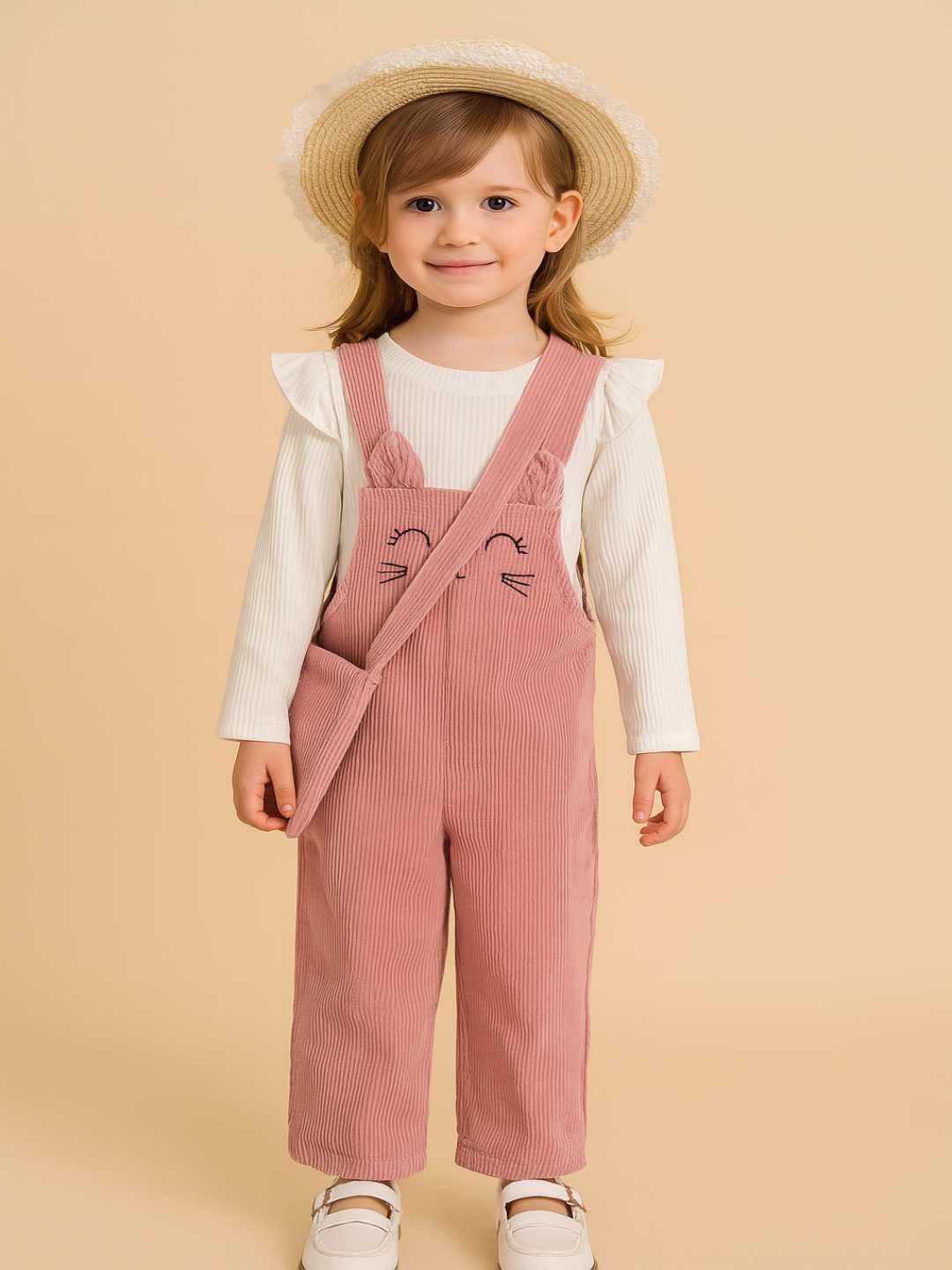Buy Ninas Girls Striped Dungaree With T Shirt & Purse - Dungarees for ...
