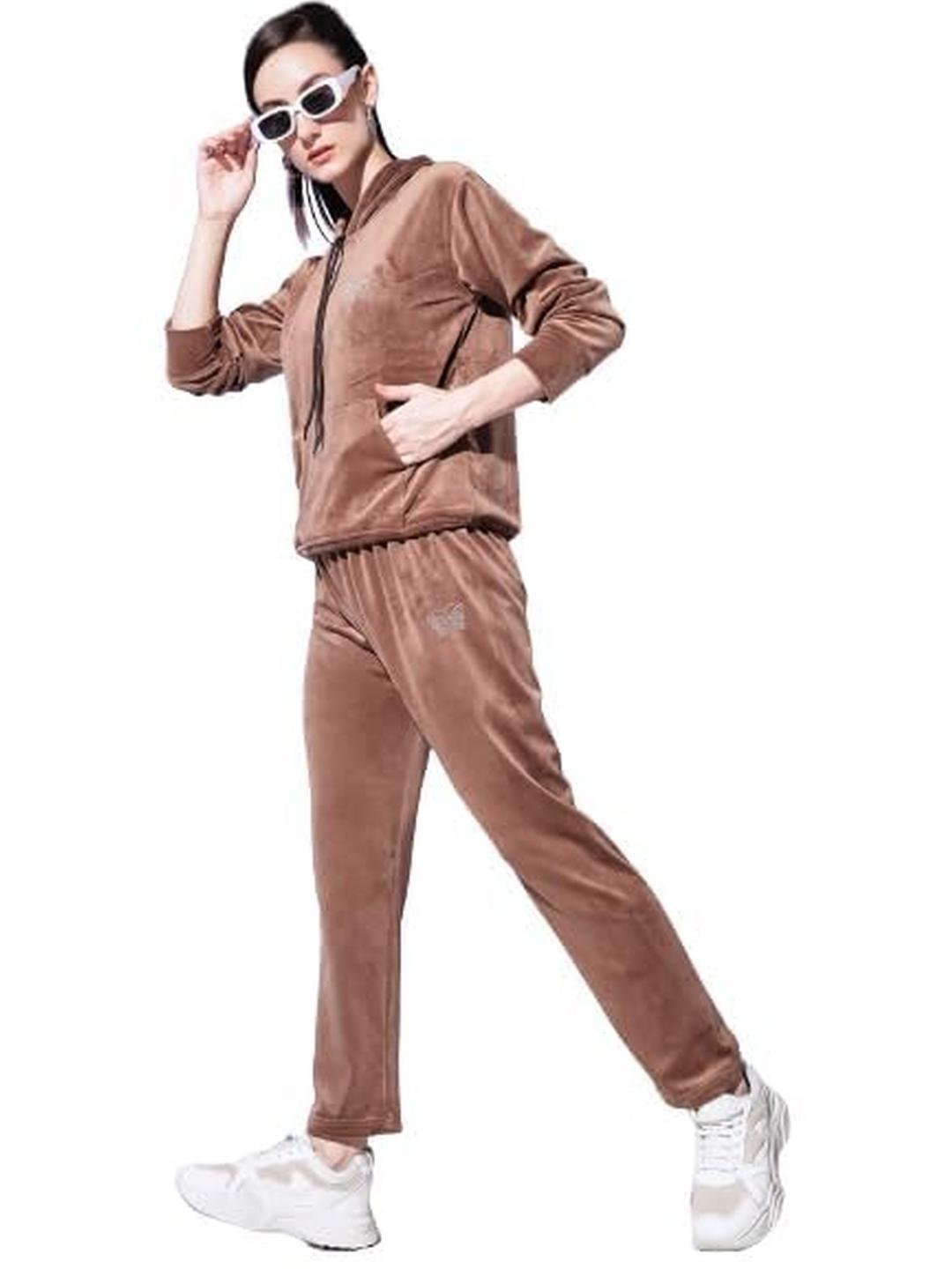 Buy Moda Rapido Women Tan Casual Winter Hooded Tracksuit - Tracksuits ...