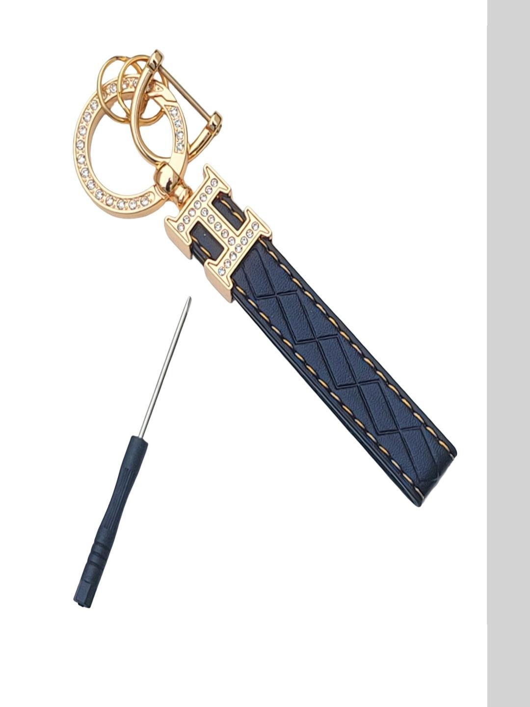 Buy ADOREAL Unisex Black & Gold Letter H & Stones Studded Leather ...