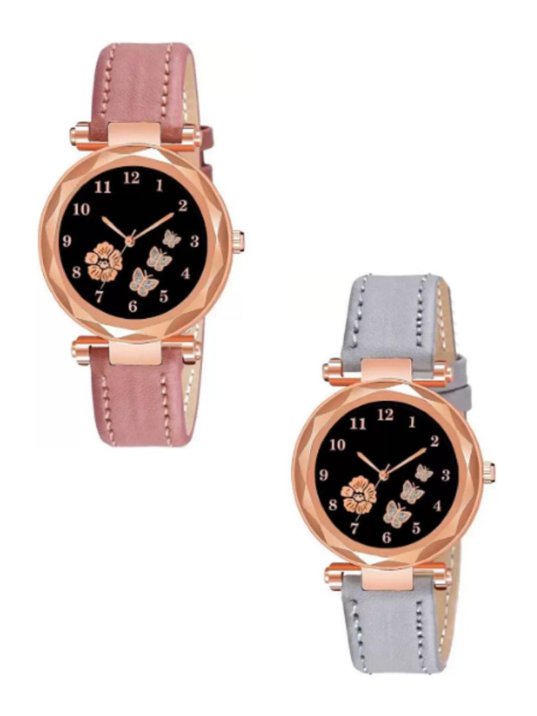 Buy Miss Perfect Women Pack Of 2 Textured Dial & Leather Textured ...