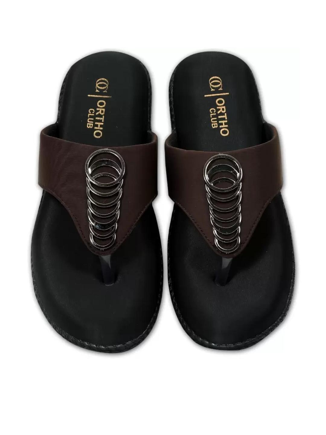 Buy ORTHO CLUB Women Brown Synthetic Leather Sandals - Sandals for ...