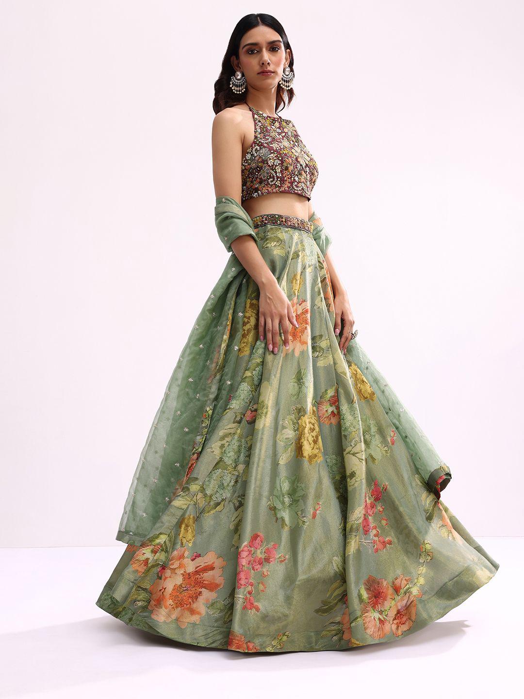 Buy KALKI Fashion Embroidered Halter Neck Beads And Stones Ready To ...