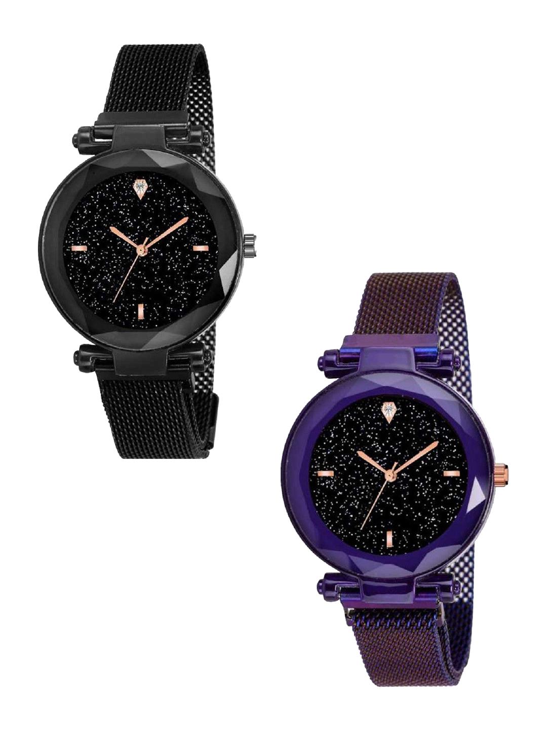 Buy Miss Perfect Unisex Set Of 2 Embellished Dial & Bracelet Style ...