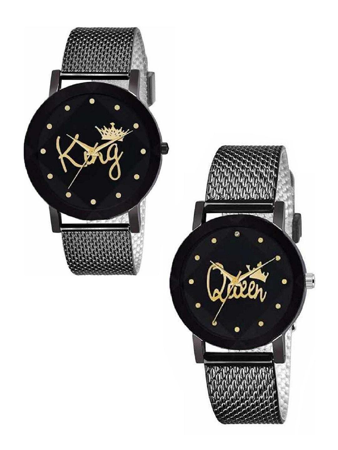 Buy Miss Perfect Men Pack Of 2 Printed Dial & Textured Straps Analogue ...
