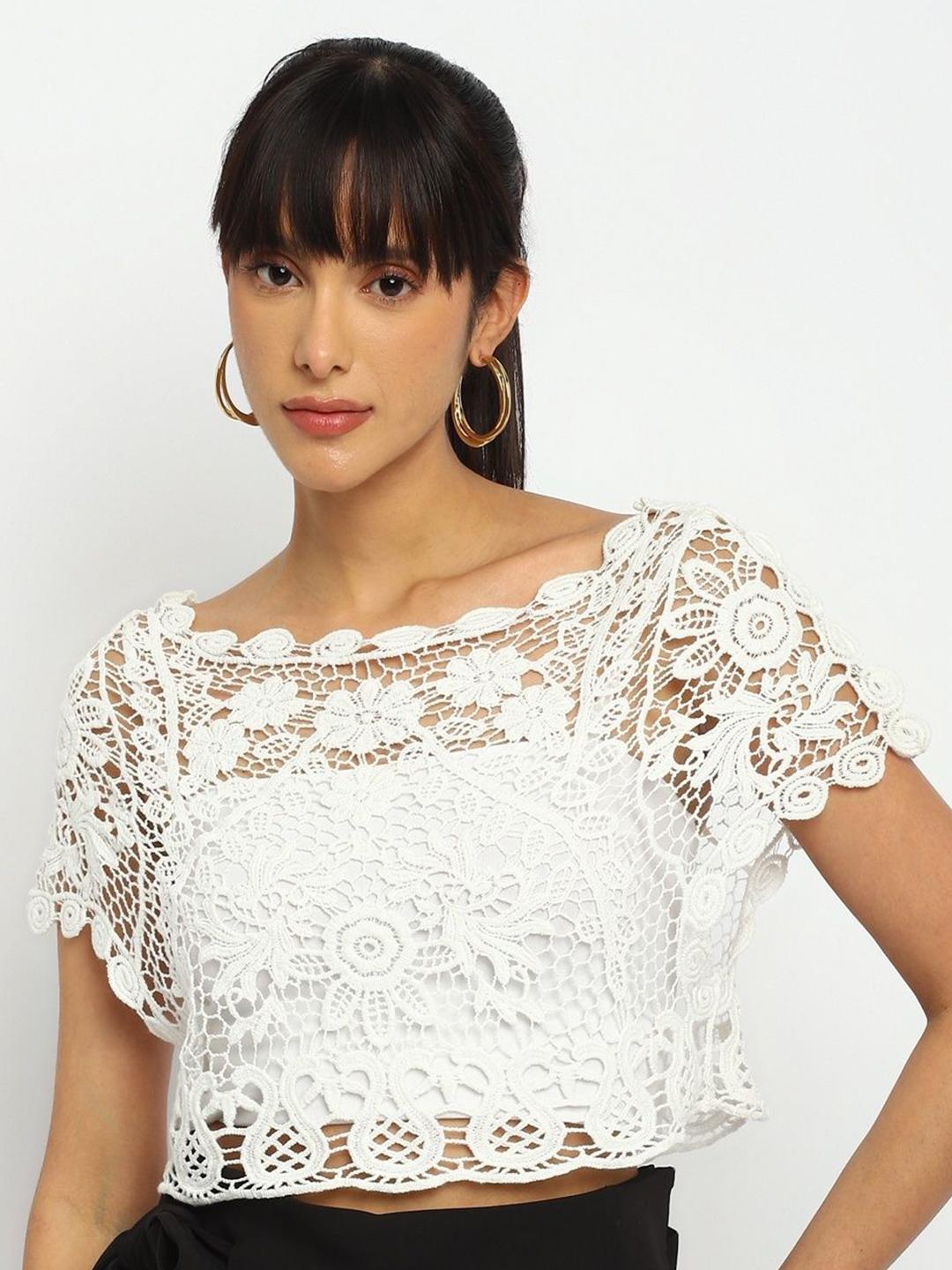 Buy Theulluu.com Women Self Design Lace Top - Tops for Women 36241462 ...