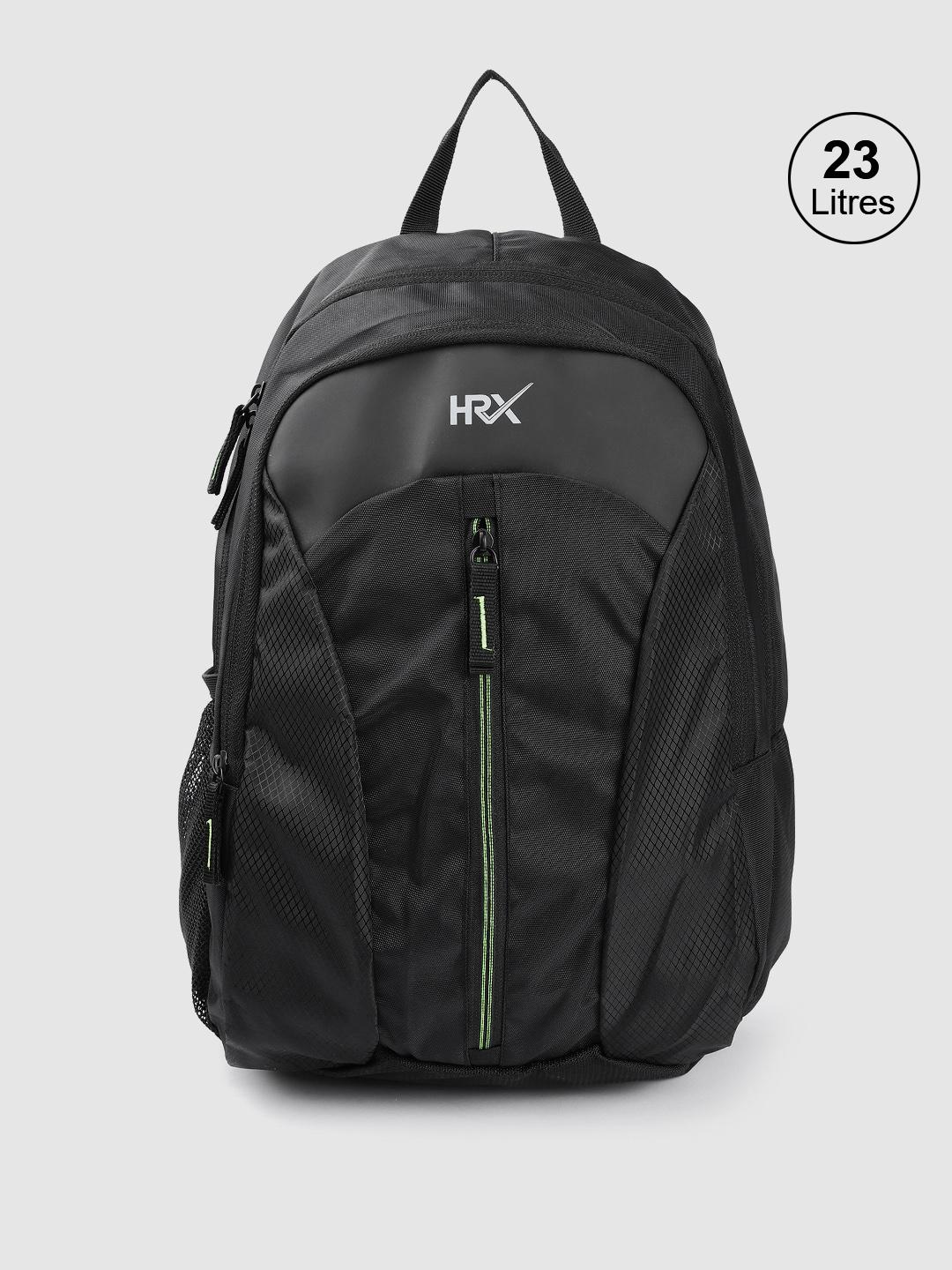 Buy HRX By Hrithik Roshan Unisex Black Solid Lifestyle Backpack 23L ...