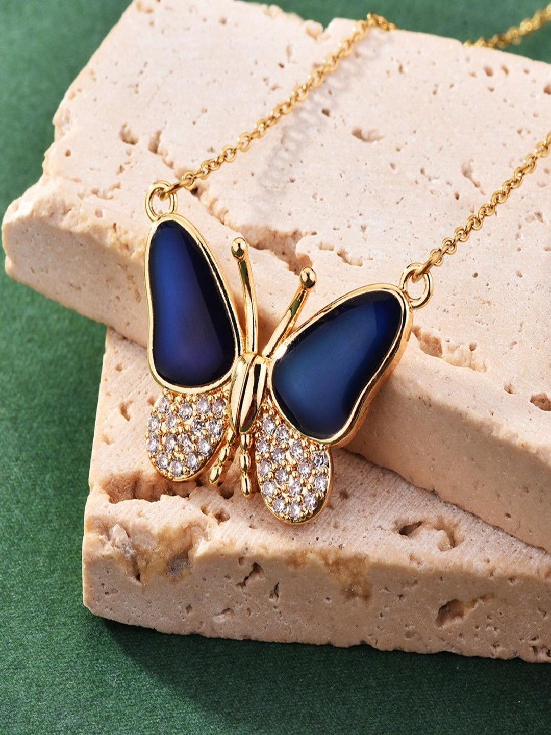 Buy SAPRAA TRENDS Stainless Steel Gold Plated Artificial Stone Studded ...