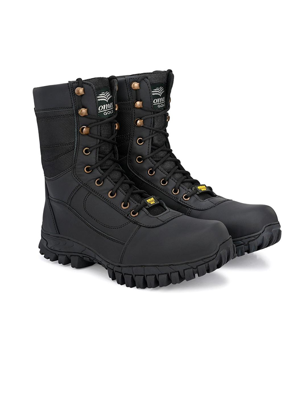 Buy Omee Gold Men Leather Tactical Combat NCC Army Military Casual ...