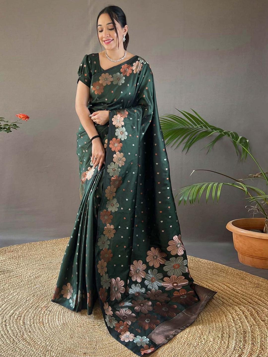 Buy Parampara Ethnic Woven Design Felicitous Soft Banarasi Saree With ...
