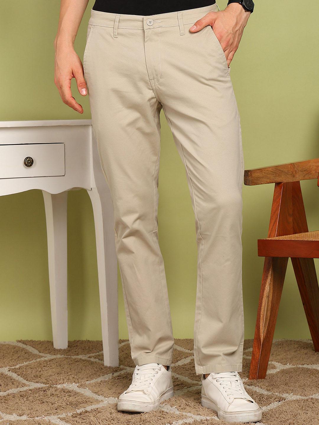 Buy Encore By INVICTUS Men Slim Fit High Rise Chinos - Trousers for Men ...