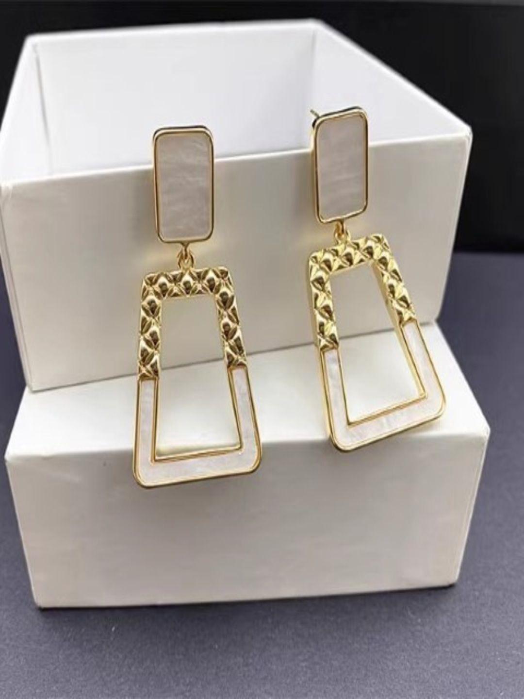 Buy SAPRAA TRENDS Stainless Steel Gold Plated Anti Tarnish Rectangular ...