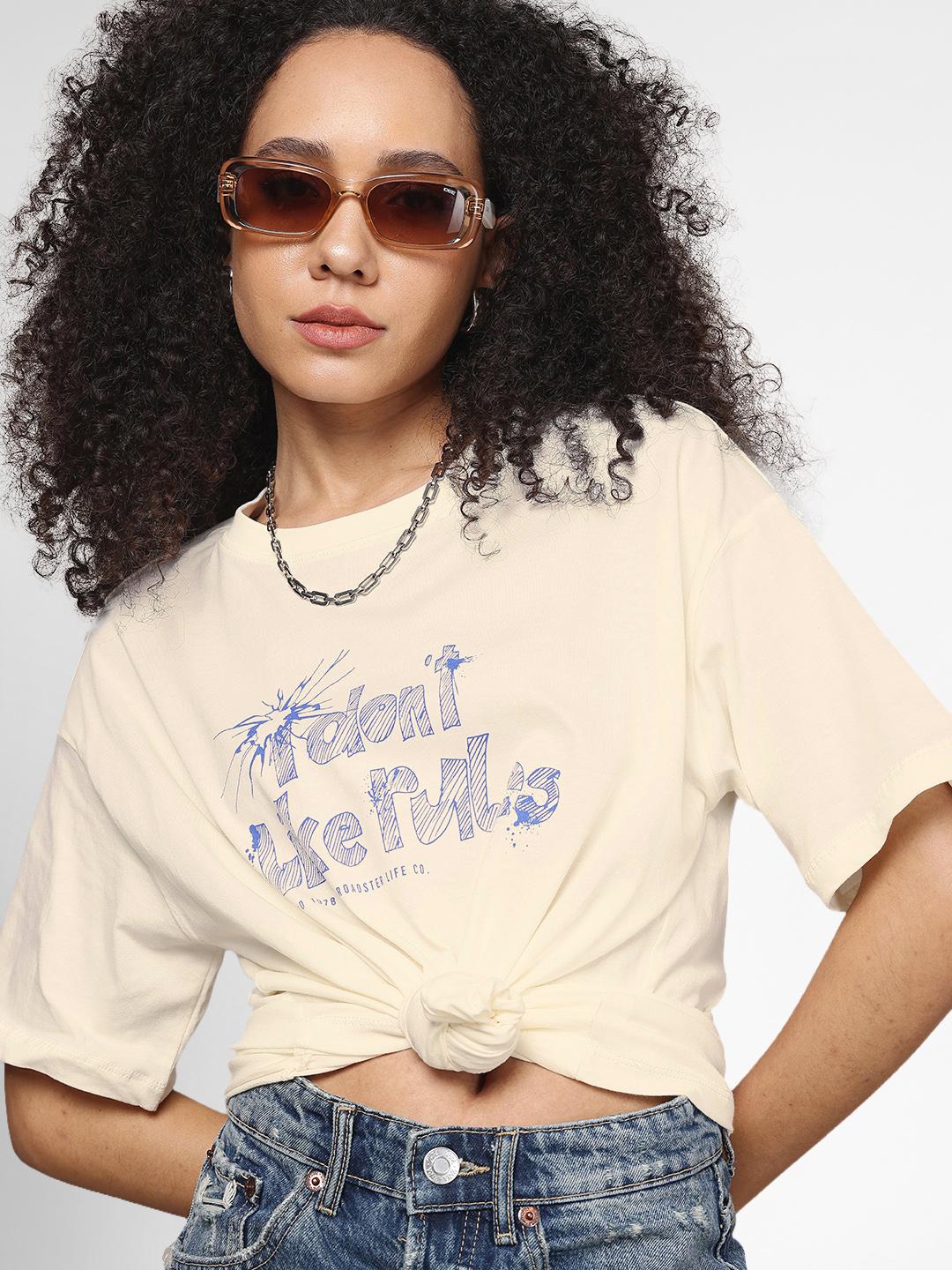 Buy The Roadster Life Co. Printed Drop Shoulder Sleeves Oversized Pure ...