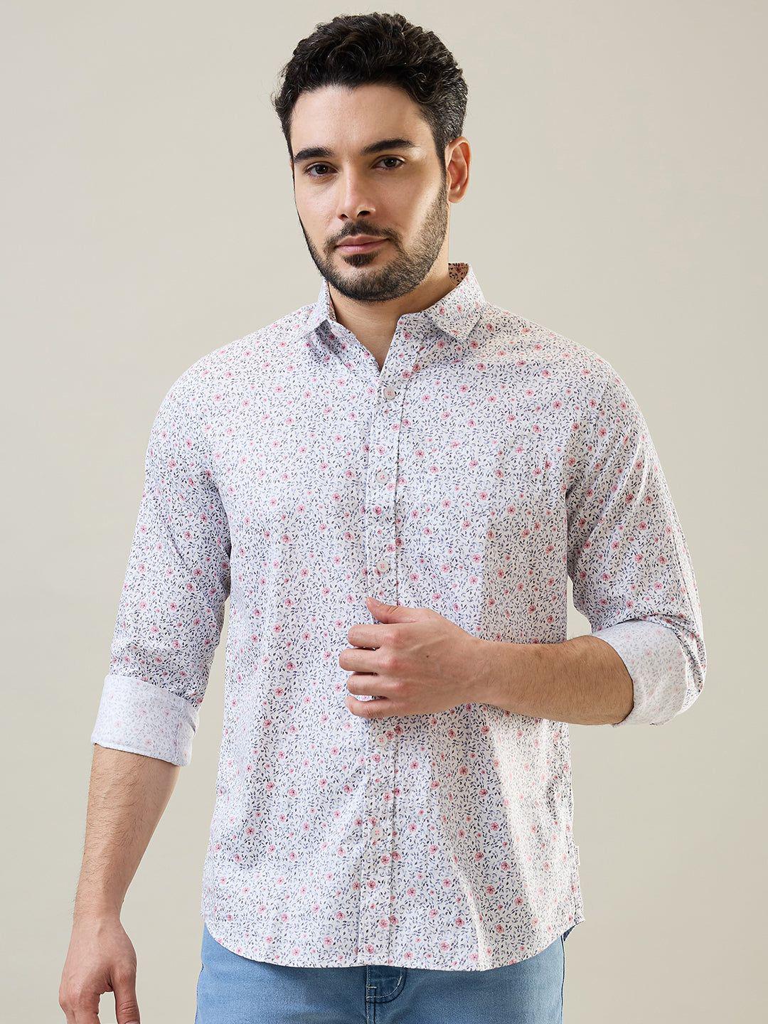 Buy TIM PARIS Regular Fit Floral Printed Cotton Casual Shirt - Shirts ...