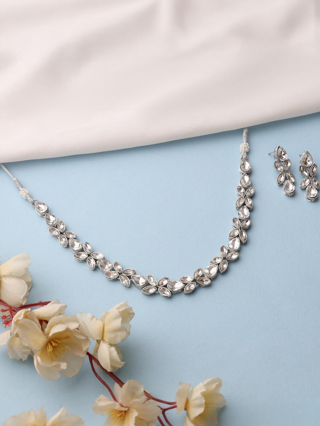 Buy EIT Collection Women Silver Plated Artificial Stones Necklace ...