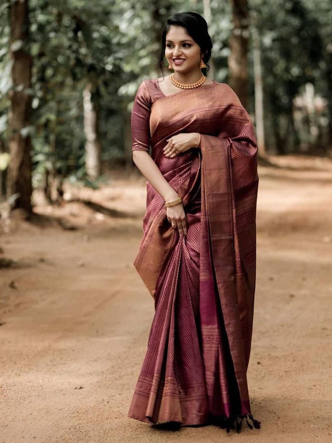 Buy Parampara Ethnic Motifs Woven Design Zari Banarasi Saree - Sarees ...