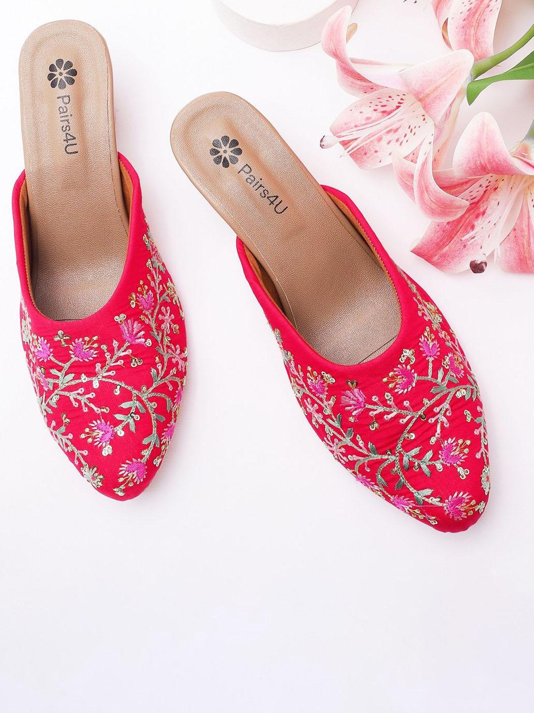 Buy Pairs4U Women Round Toe Embellished Block Sandals - Heels for Women ...