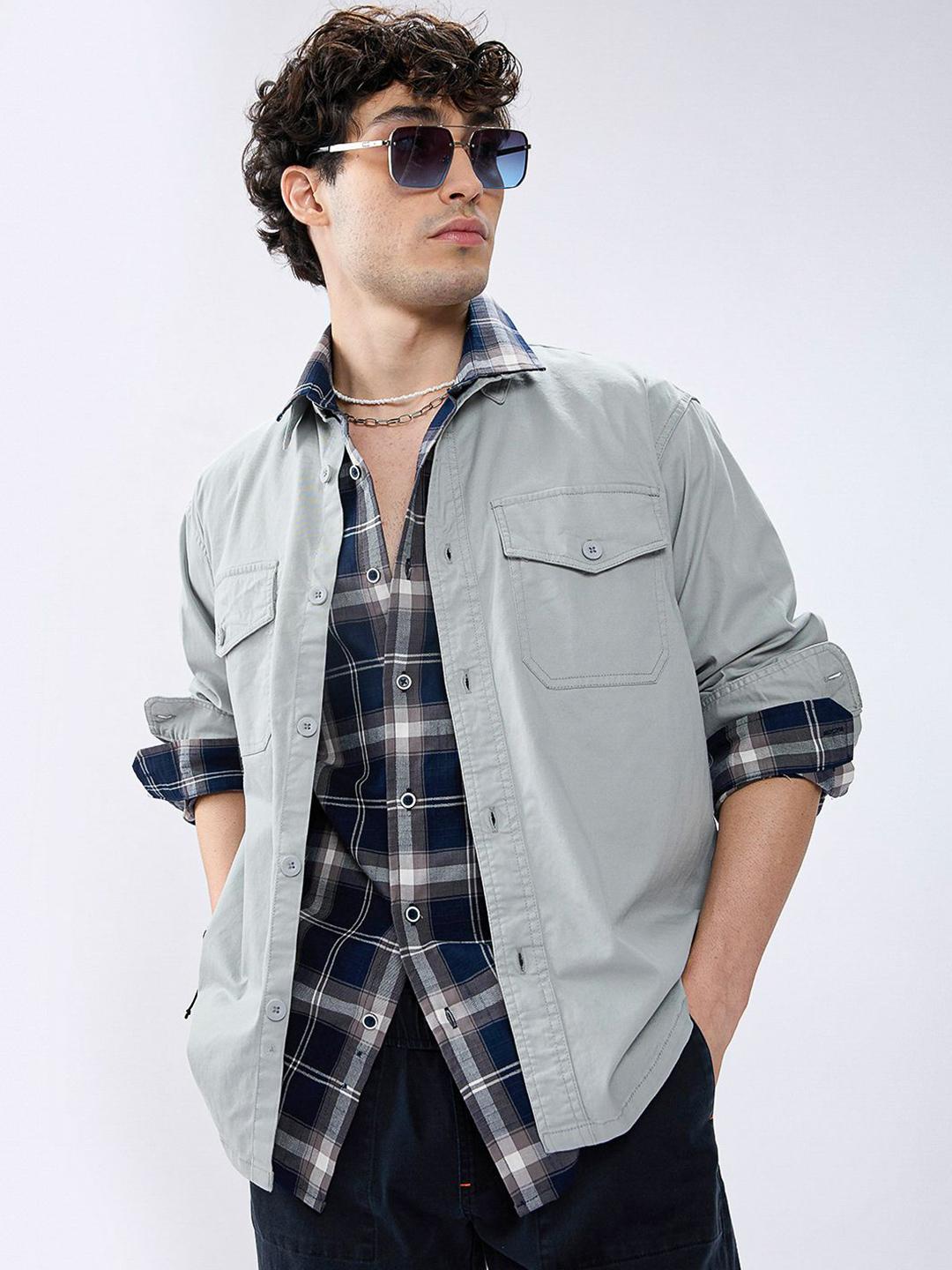 Buy VASTRADO Men Solid Super Soft Double Pocket Cotton Overshirt ...