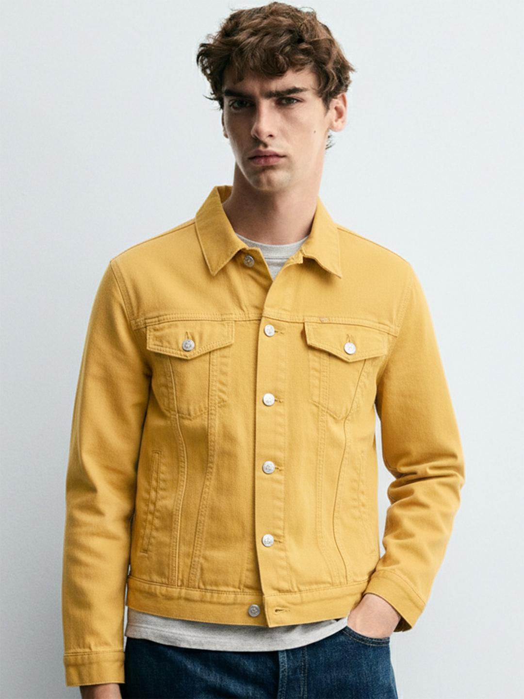 Buy KETCH Men Yellow Solid Denim Jacket - Jackets for Men 20817582 | Myntra