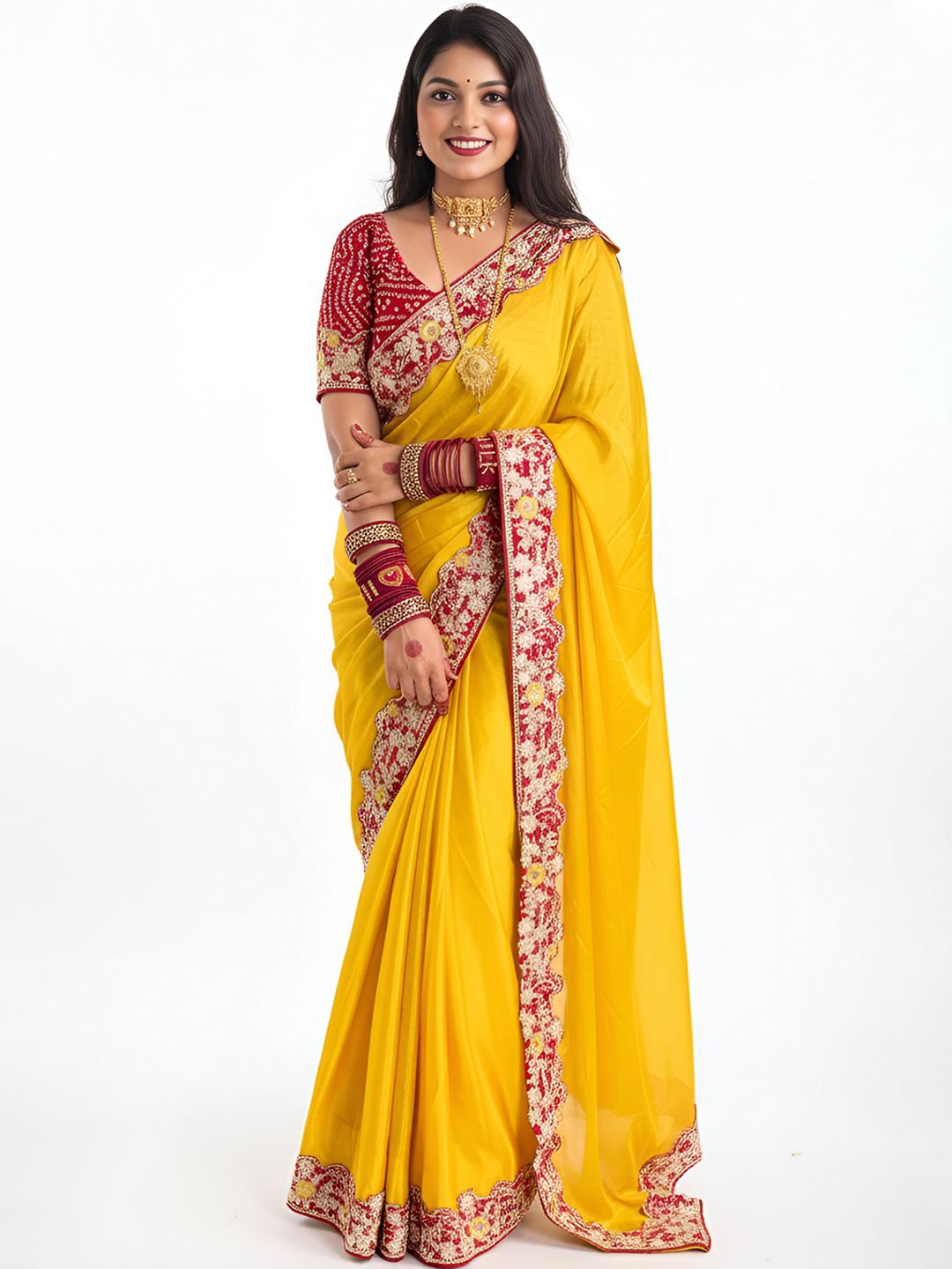 Buy Saturn Creation Ethnic Motifs Embroidered Poly Chiffon Heavy Work ...