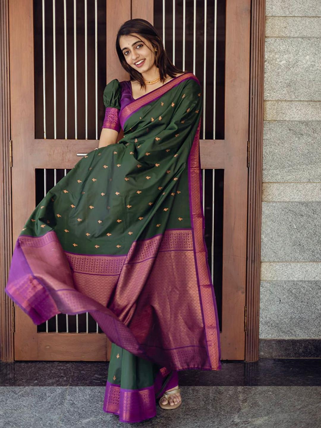 Buy Aavisa Queency Art Silk Designer Kanjeevaram Saree - Sarees for ...