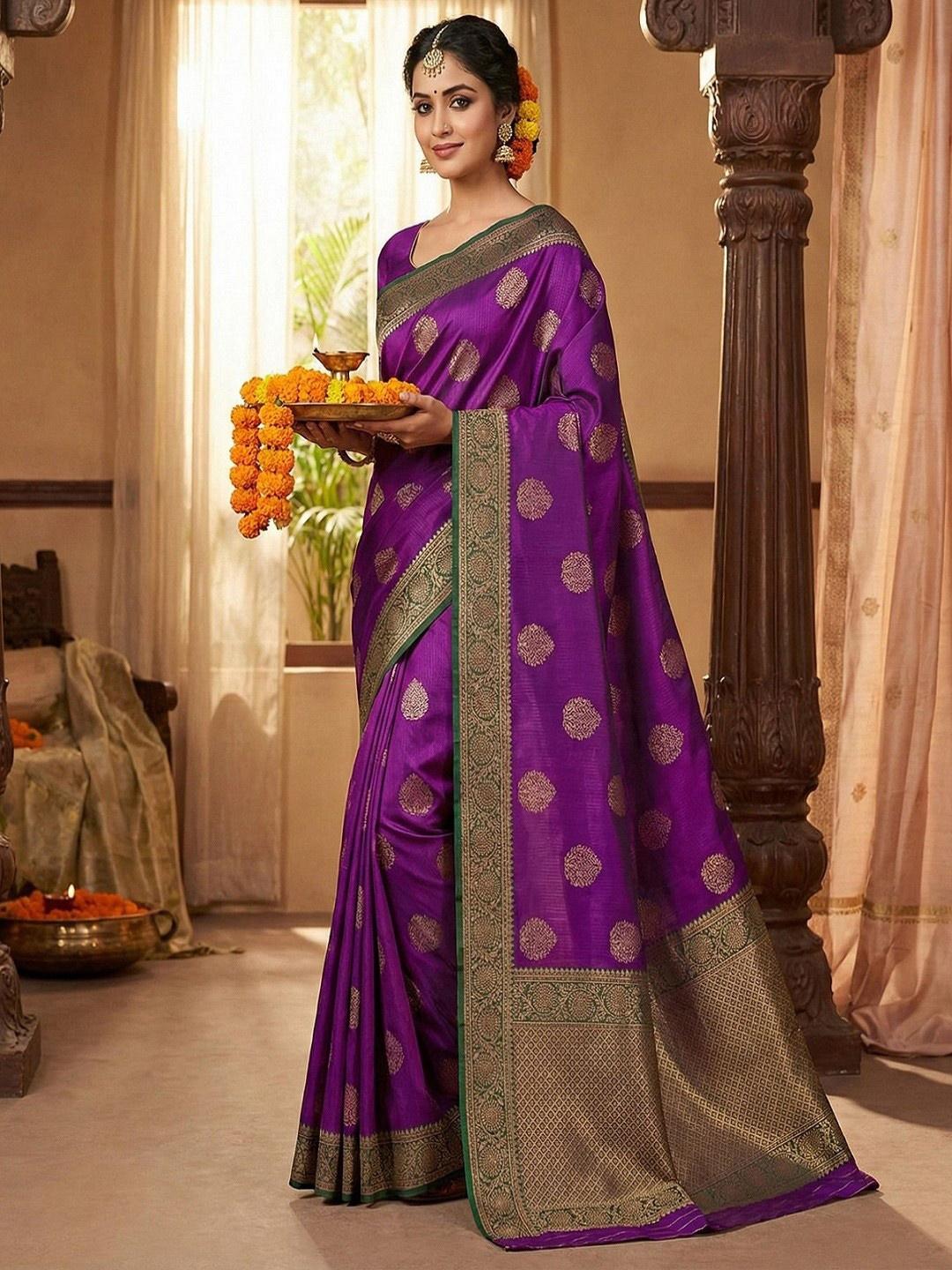 Buy ZARA STAR Woven Design Zari Silk Blend Saree - Sarees for Women ...