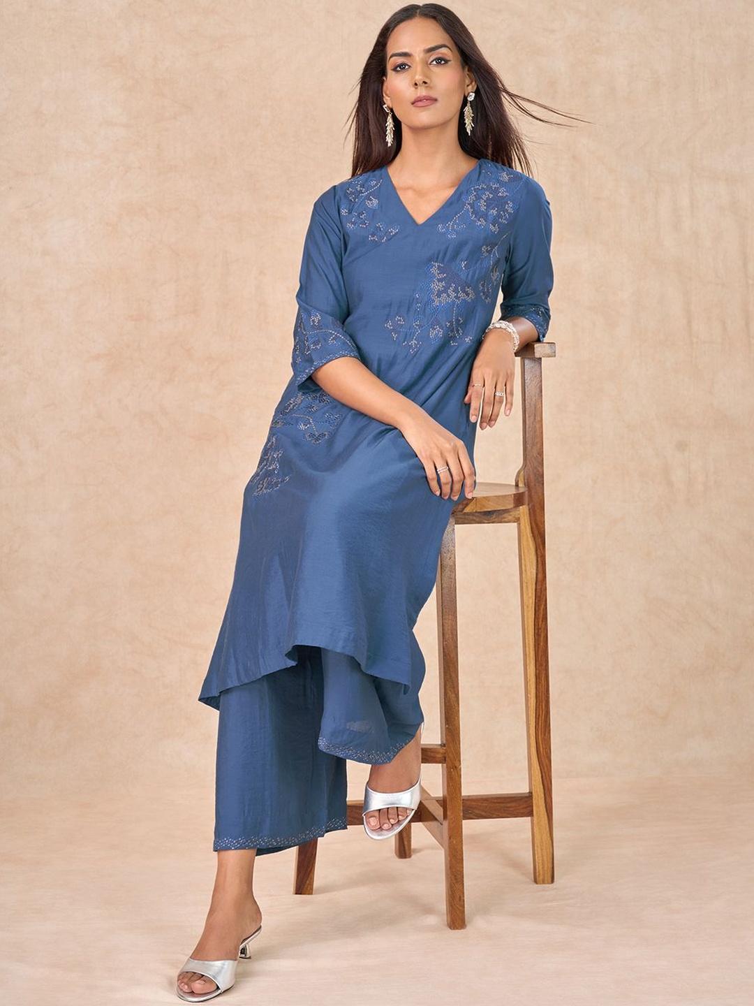 Buy Marigold Lane Women Ethnic Motifs Embroidered Regular Thread Work ...