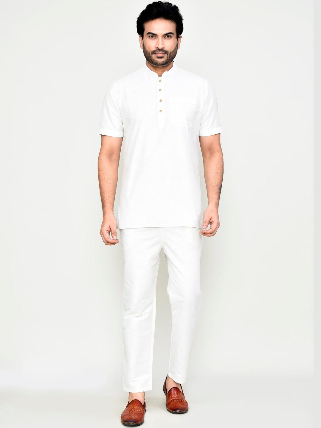 Buy HERE&NOW Men's Cotton Short Solid Pattern Kurta - Kurtas for Men ...