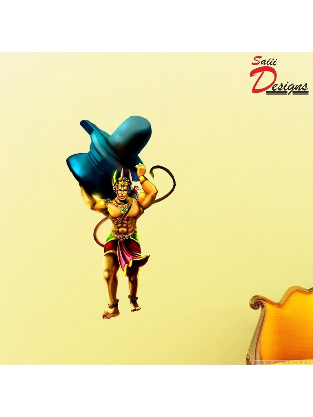 Buy Sai Designs Blue & Red Hanuman Shivling Wall Sticker - Decals And ...