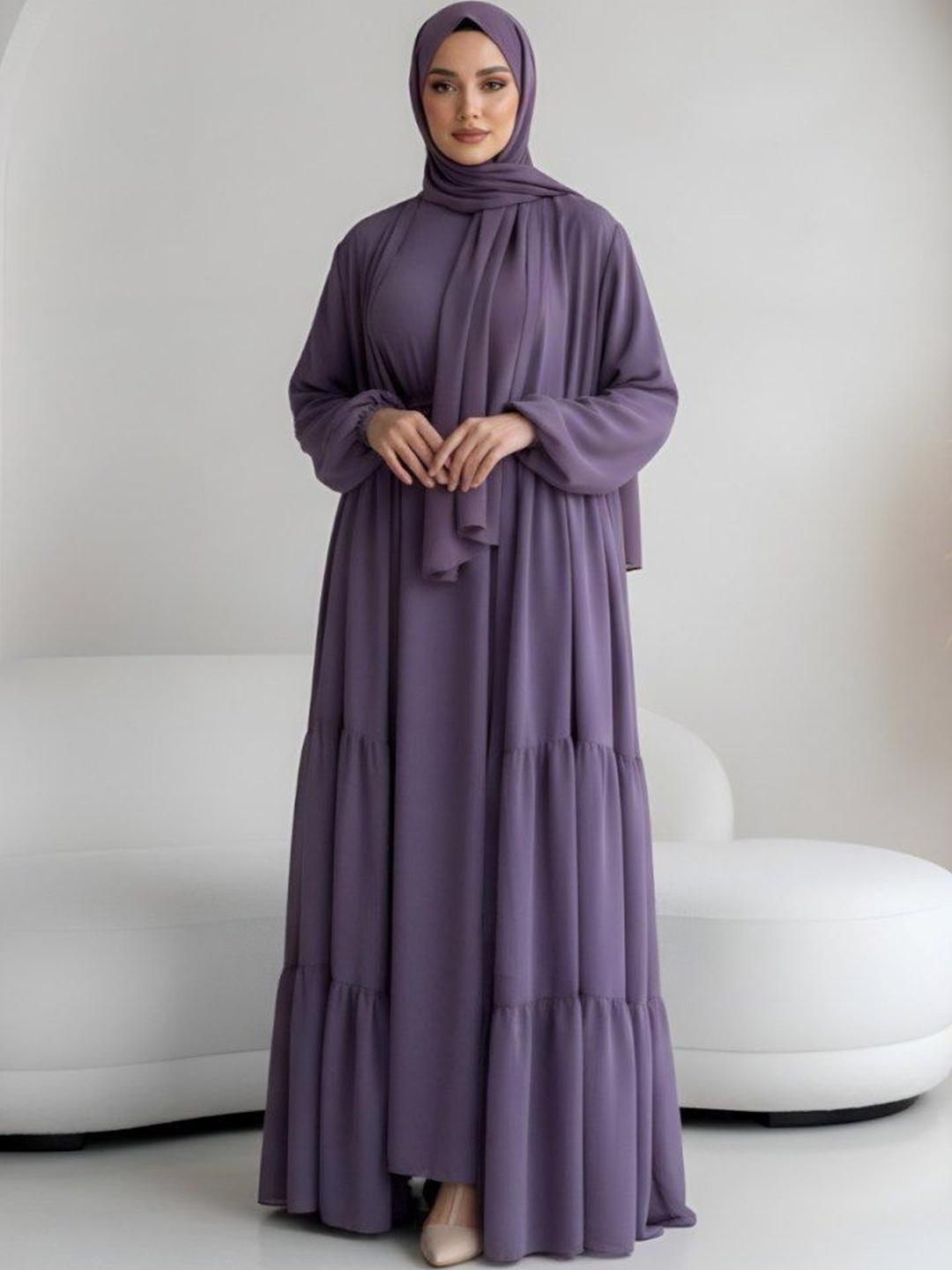 Buy Ovais Abaya Collection Round Neck Long Sleeves Kaftan Burqa ...