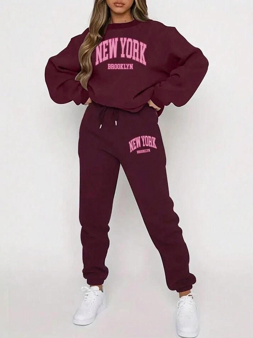 Buy KASHIAN Printed Round Neck Sweatshirt & Joggers Co Ords Set - Co ...