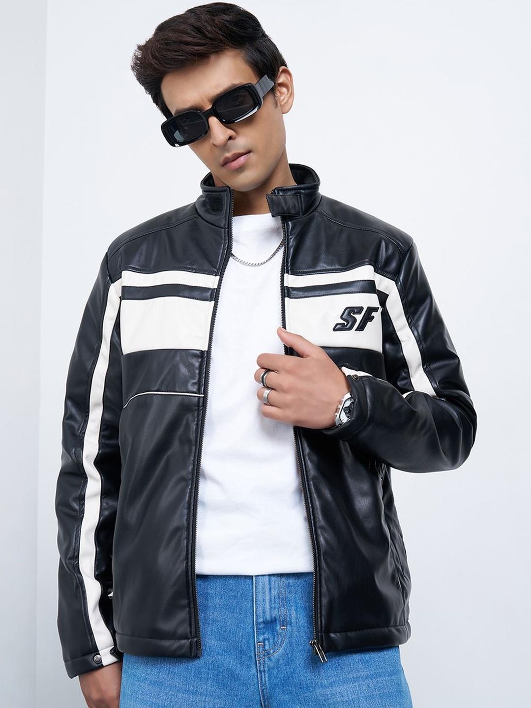 Buy SF JEANS By Pantaloons Men Brand Logo Colourblocked Sporty Jacket ...