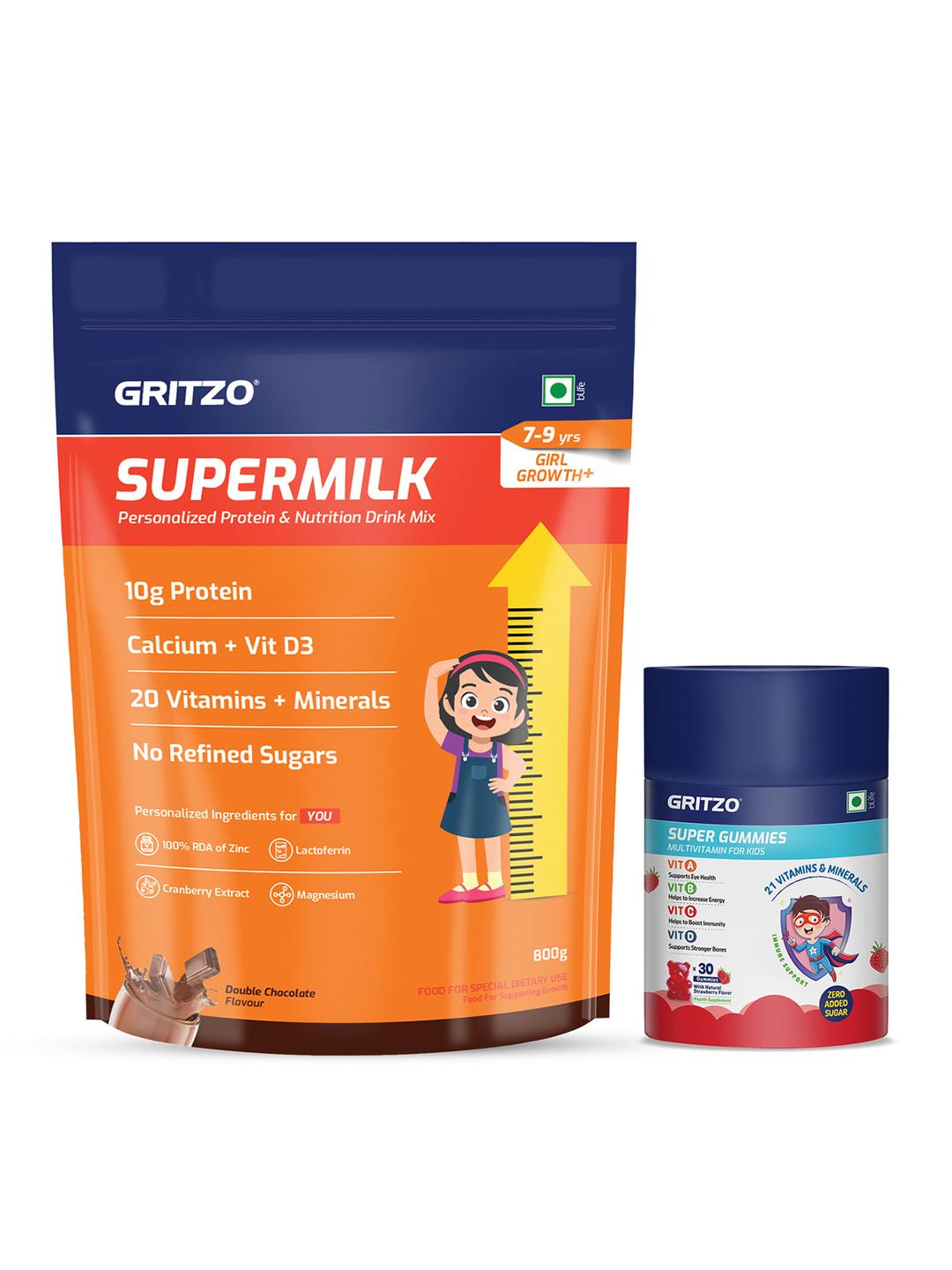 Buy Gritzo SuperMilk Growth Girls Pack Of 2 Double Chocolate With ...