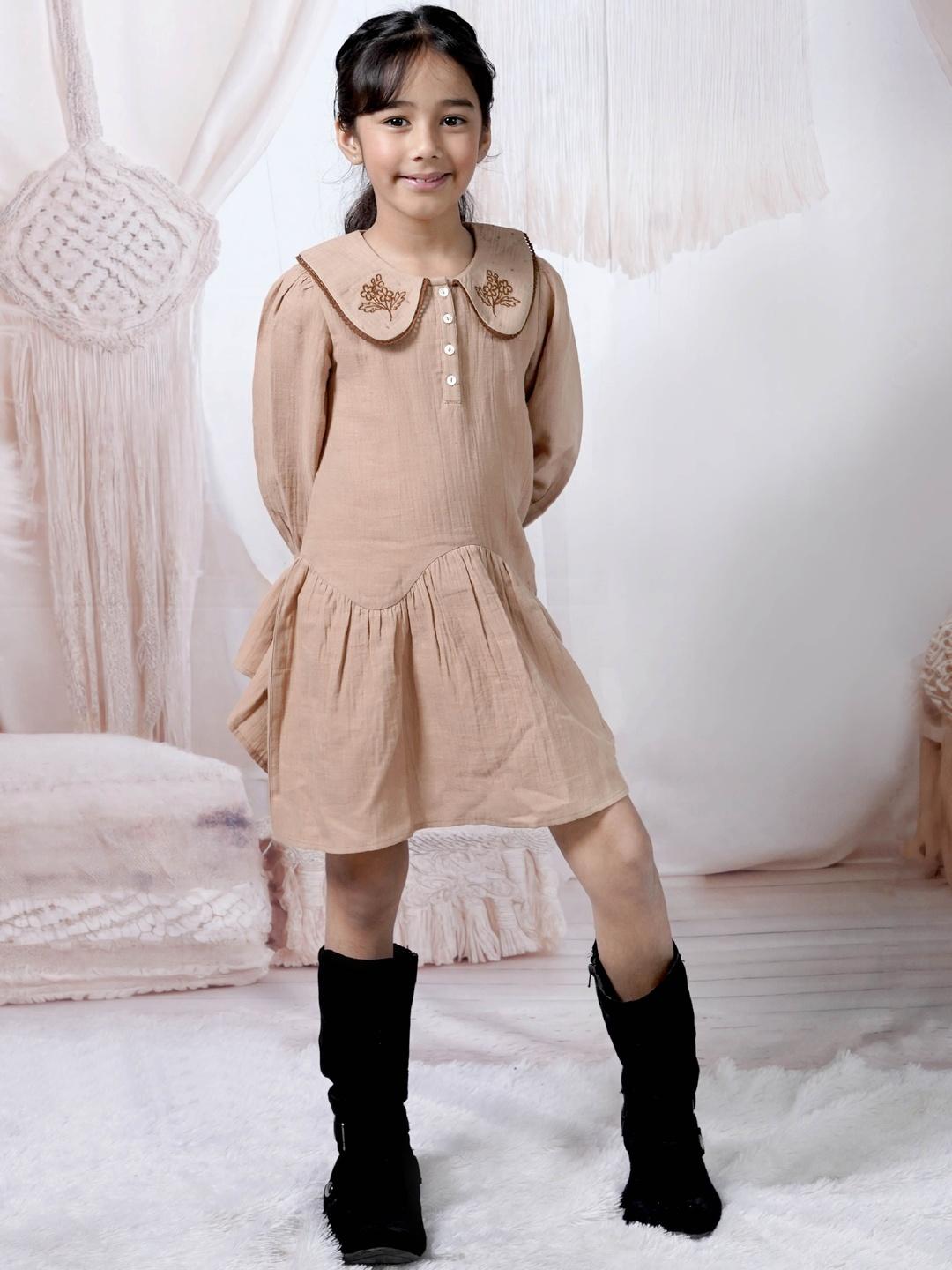 Buy ERDE MADE CONSCIOUSLY Floral Embroidered Peter Pan Collar Puff ...