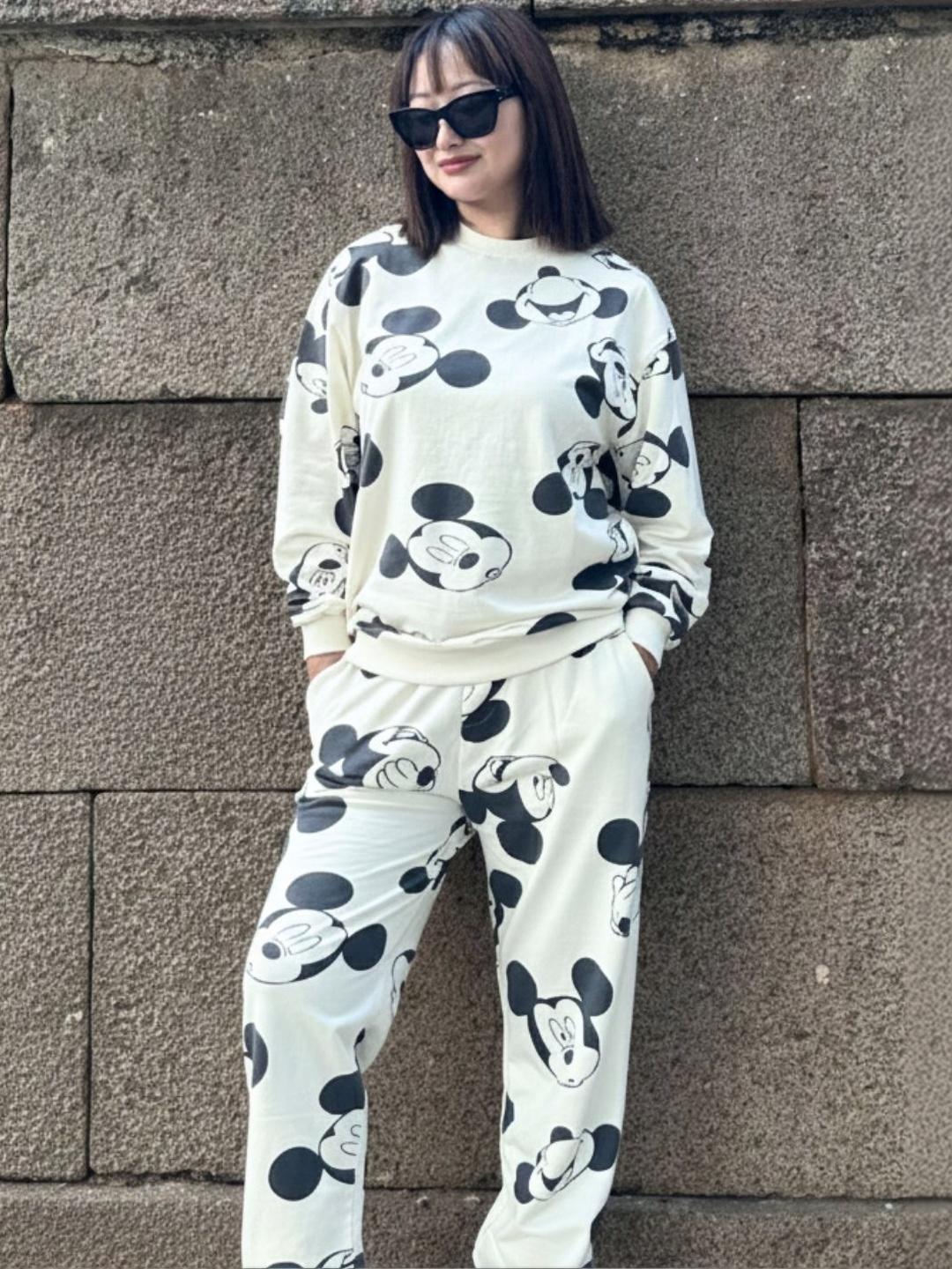 Buy Nap Chief Unisex Disney Mickey Printed Cotton Sweatshirt & Joggers ...