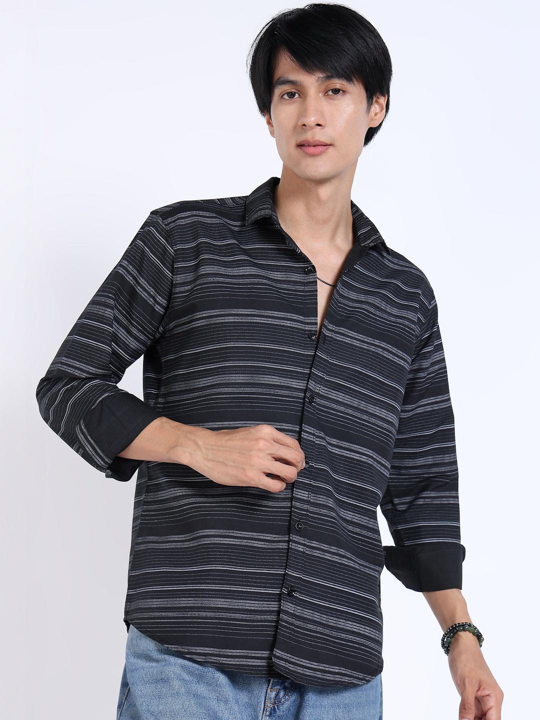 Buy RODEIZ Men Regular Fit Horizontal Stripes Casual Shirt - Shirts for ...