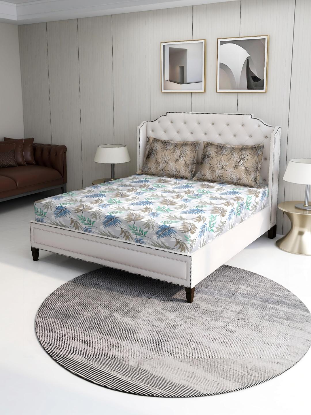 Buy BOMBAY DYEING Grey 104 TC King Bedsheet With 2 Pillow Covers ...