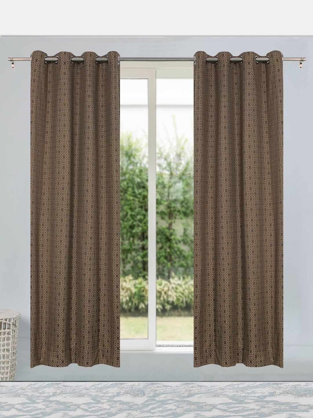 Buy SHIVANAA HOMES Camel Brown Set Of 2 Black Out Long Door Curtain ...