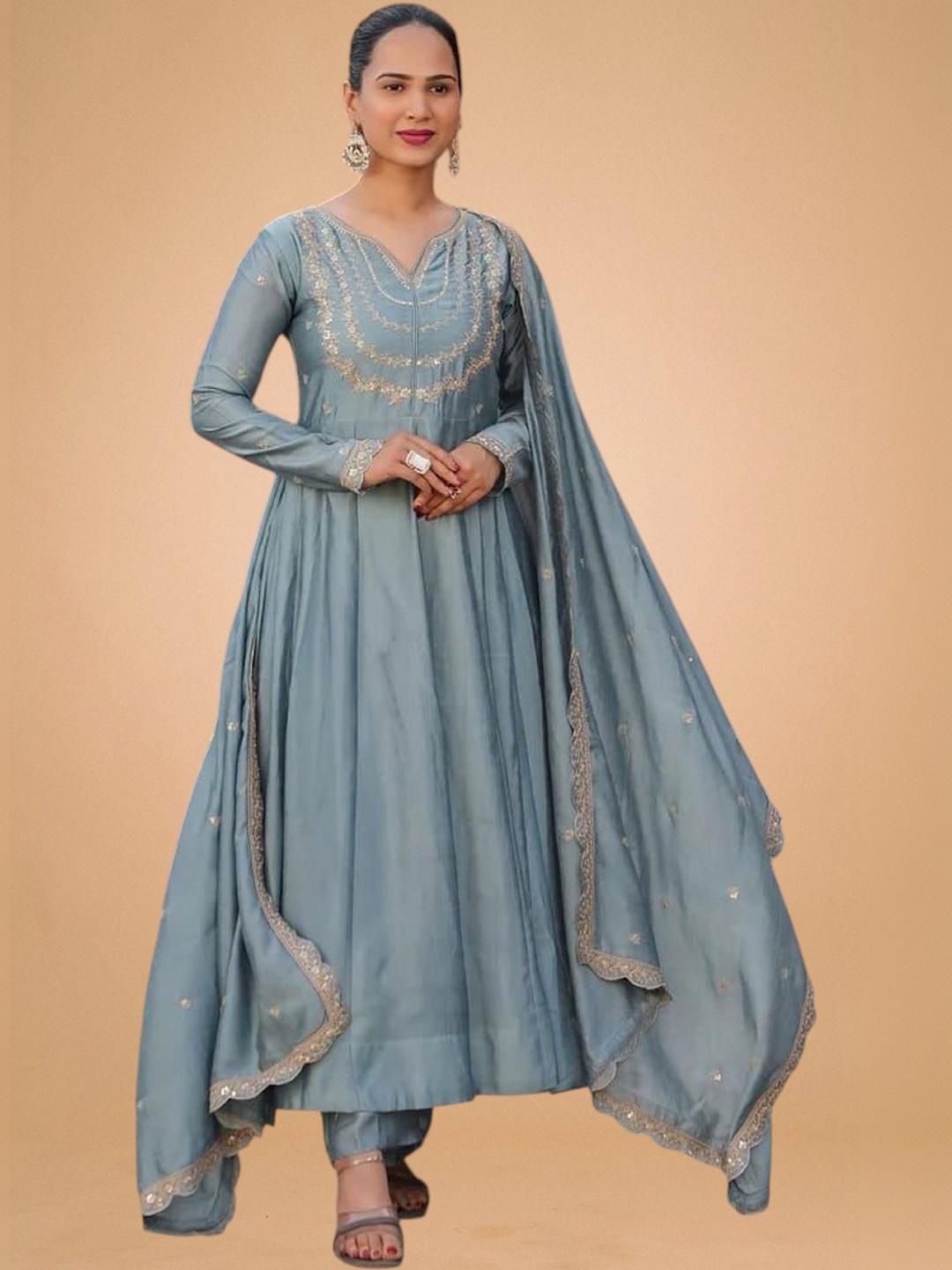 Buy WORRIX WORLD Ethnic Motifs Embroidered Pure Silk Kurta With ...