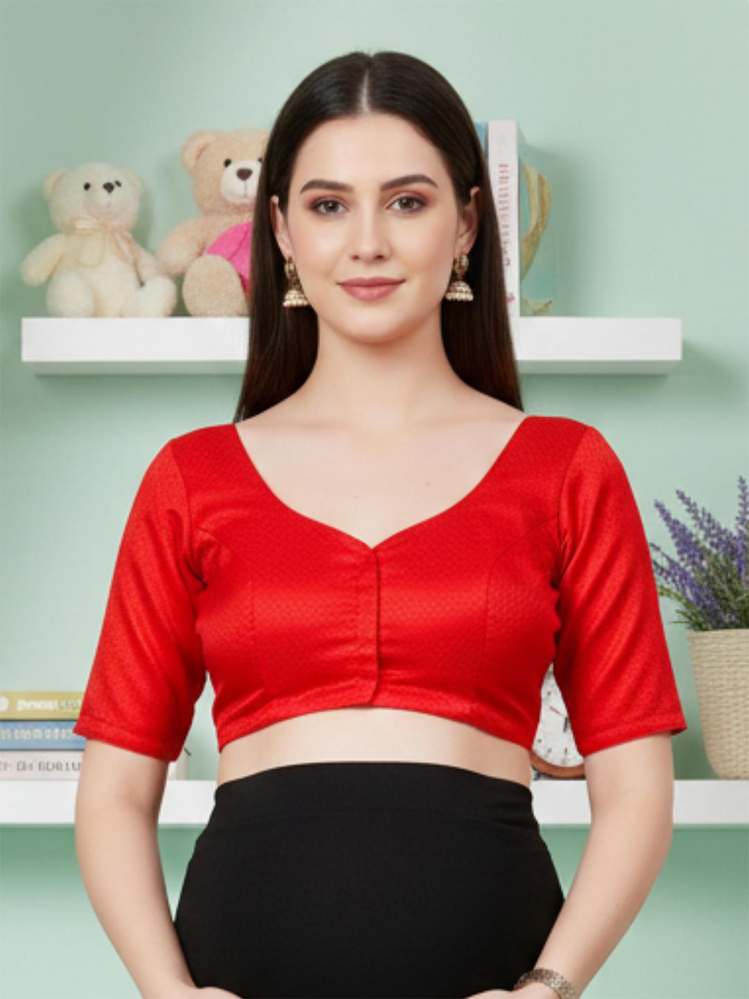 Buy DUMMY SHAPE Woven Design Pure Cotton Maternity Feeding Saree Blouse ...