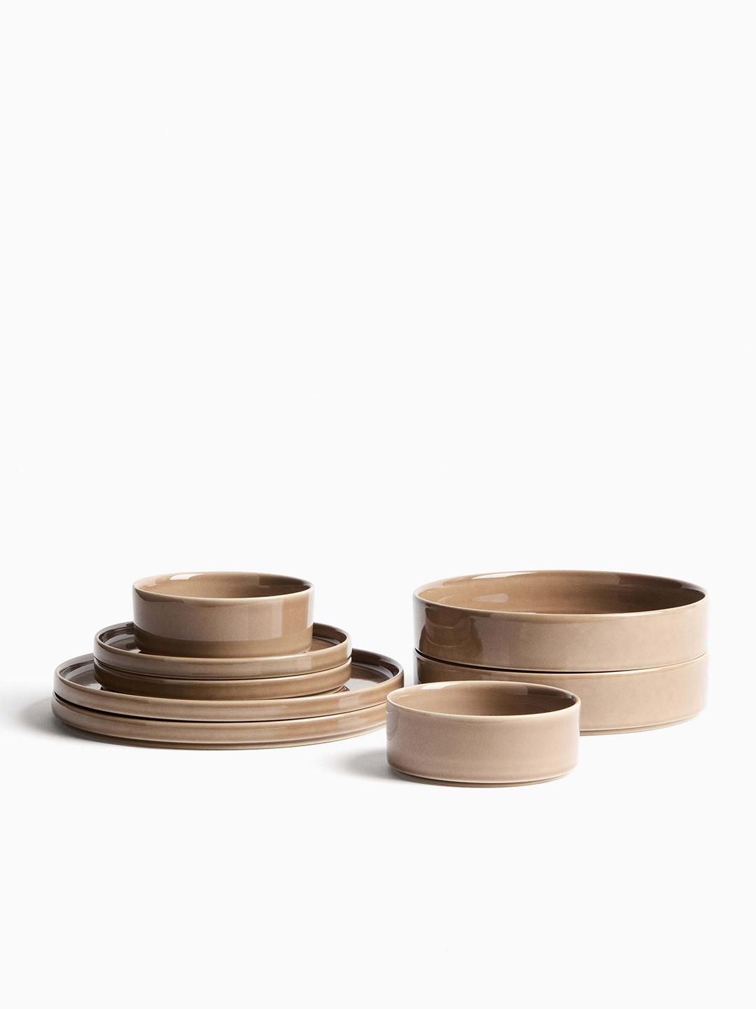 Buy H&M Brown 2 Pack Stoneware Deep Plates - Plates for Unisex 38226011 ...