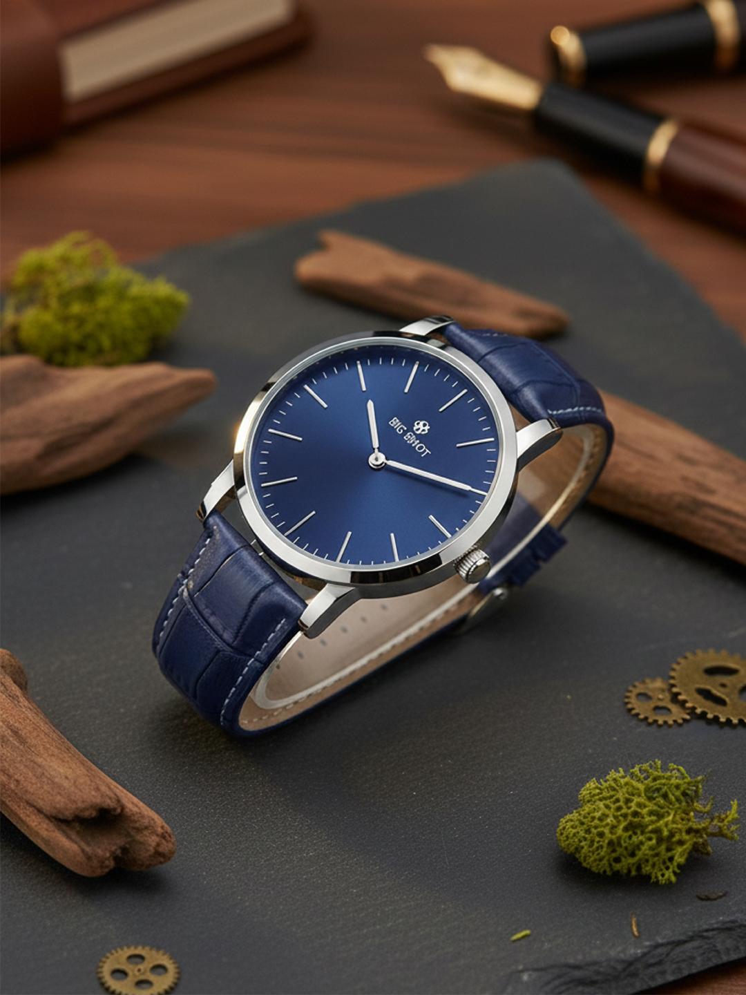Buy BIG SHOT Men Brass Dial & Leather Straps Analogue Watch - Watches ...