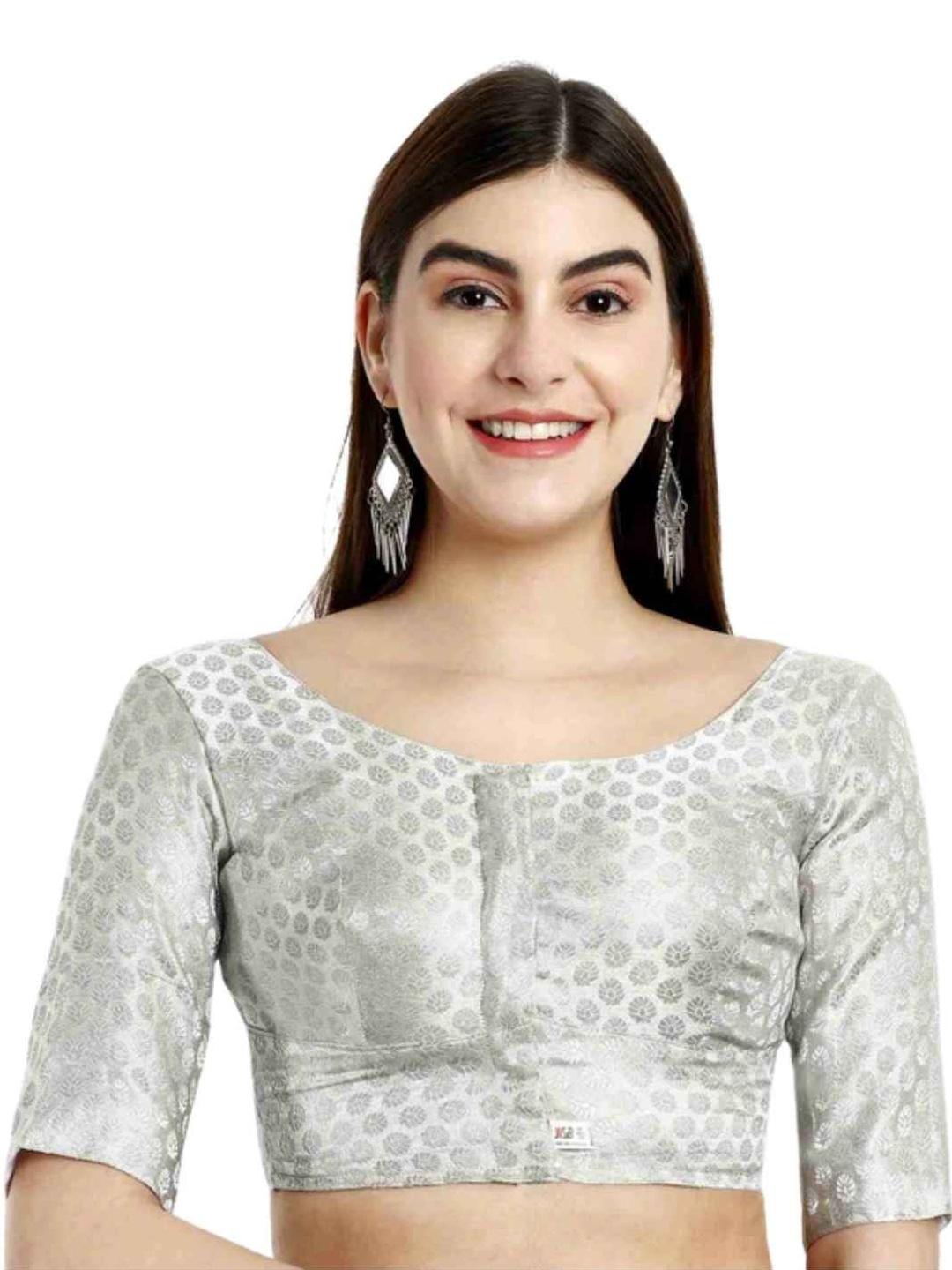 Buy JISB Woven Design Round Neck Saree Blouse - Saree Blouse for Women ...