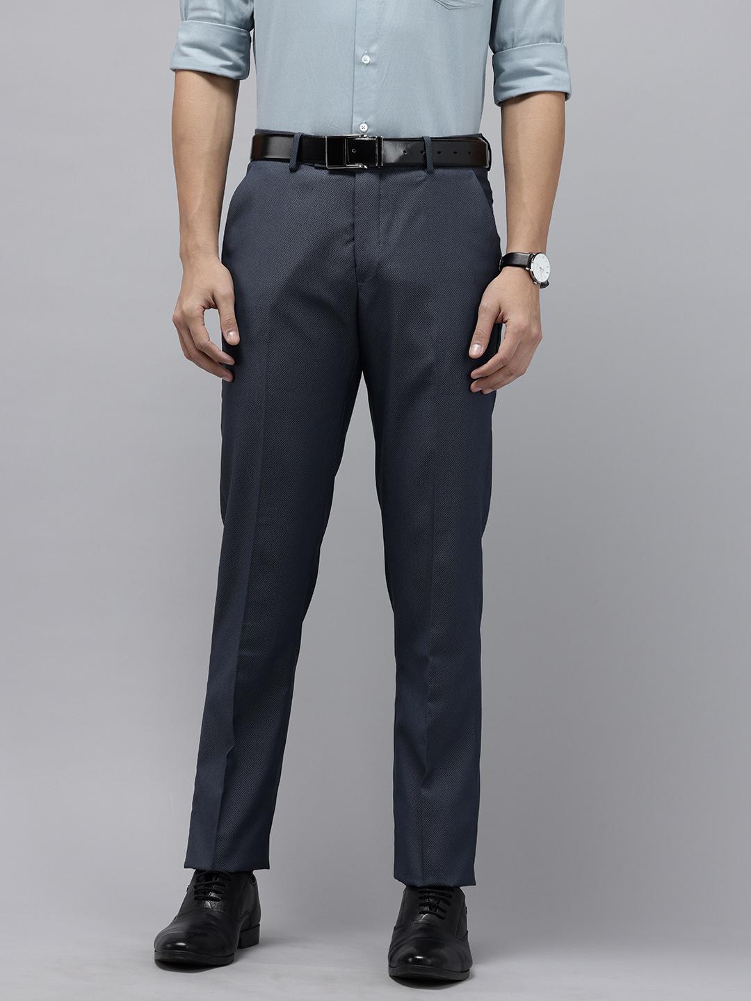 Buy Arrow Men Tapered Fit Self Design Textured Formal Trousers ...