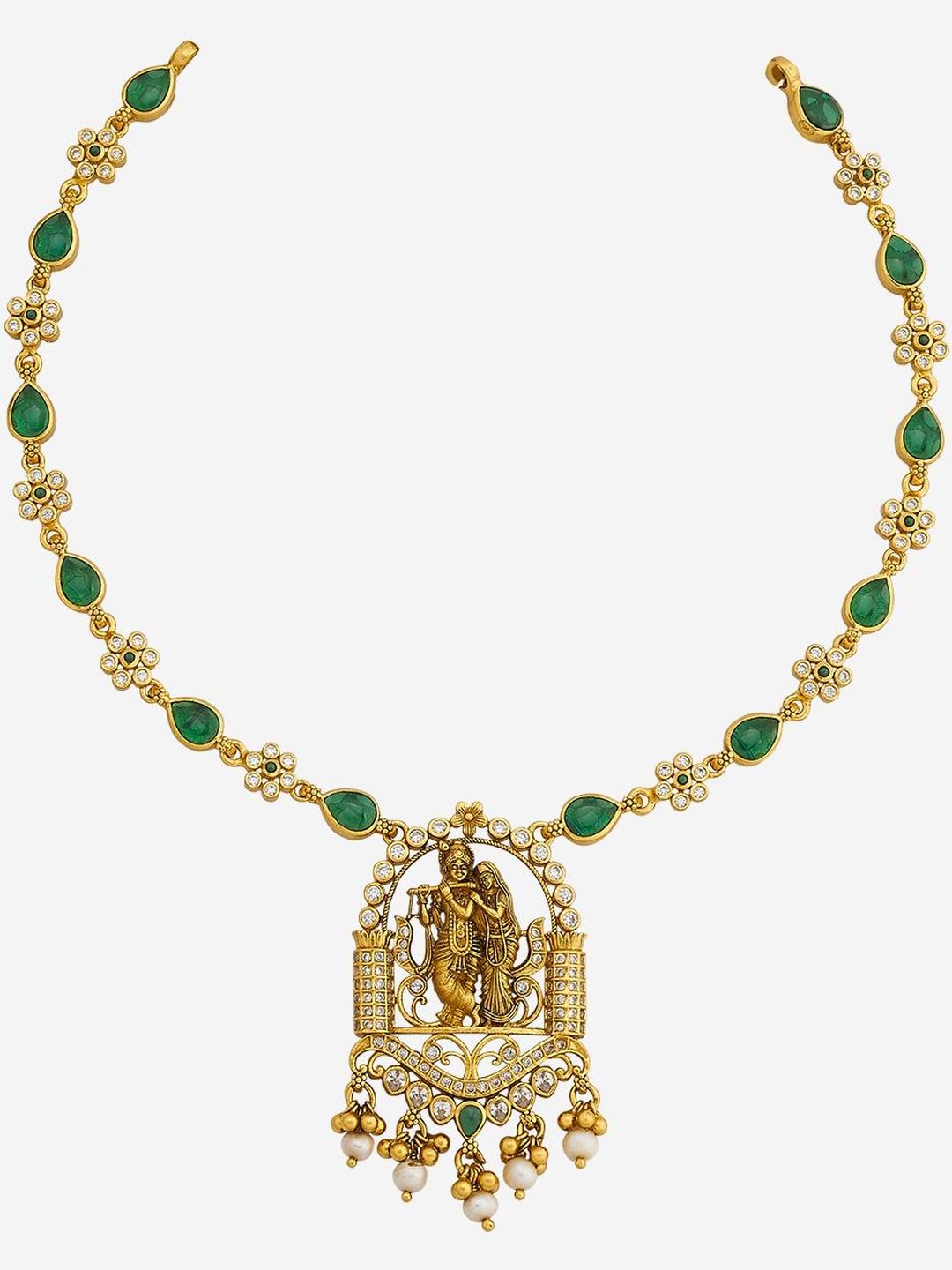 Buy Kushal's Fashion Jewellery Green Victorian Plated Ethnic 92.5 ...