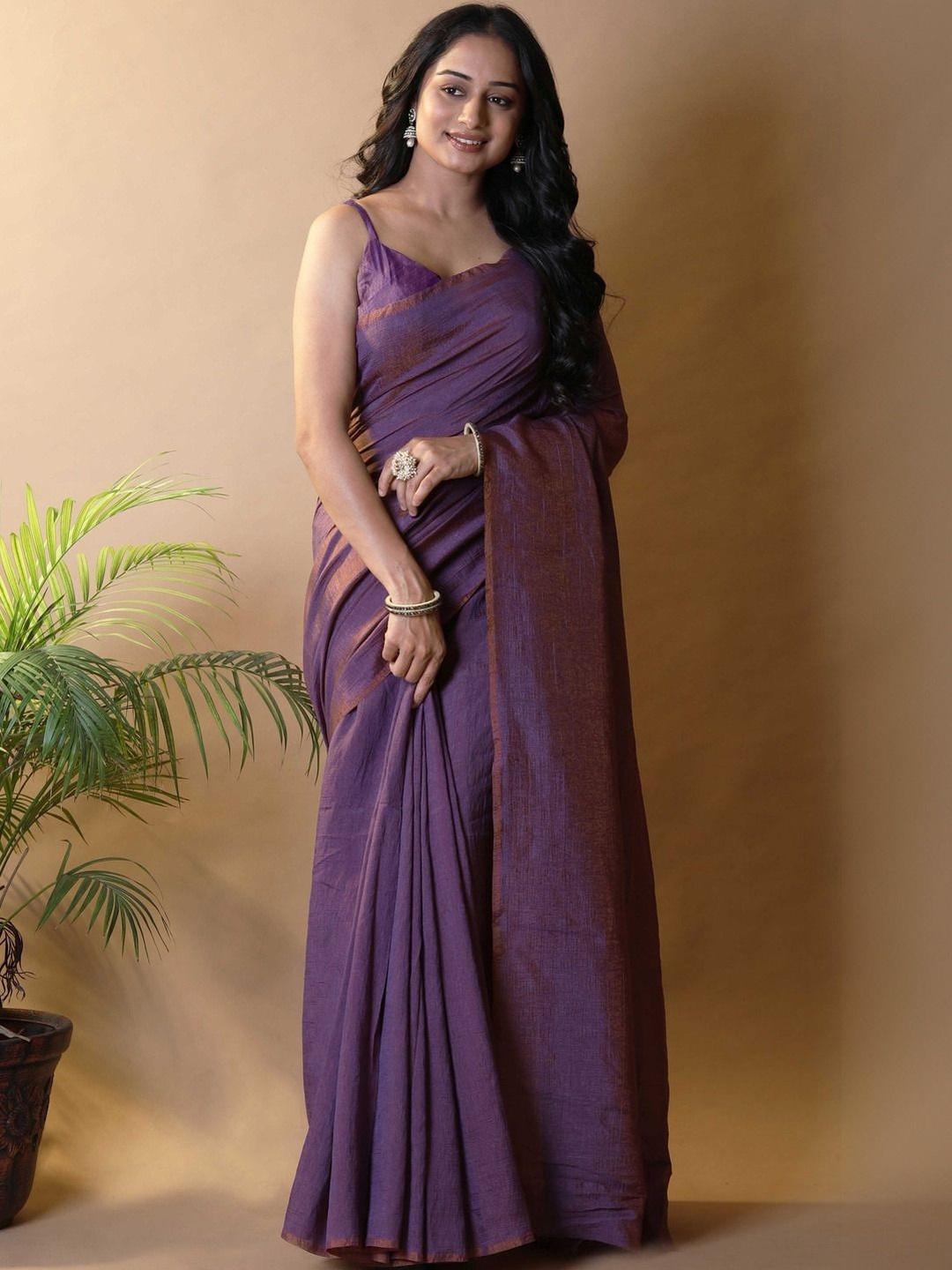 Buy GEN Z TRENDS Woven Design Silk Blend Handloom Saree - Sarees for ...